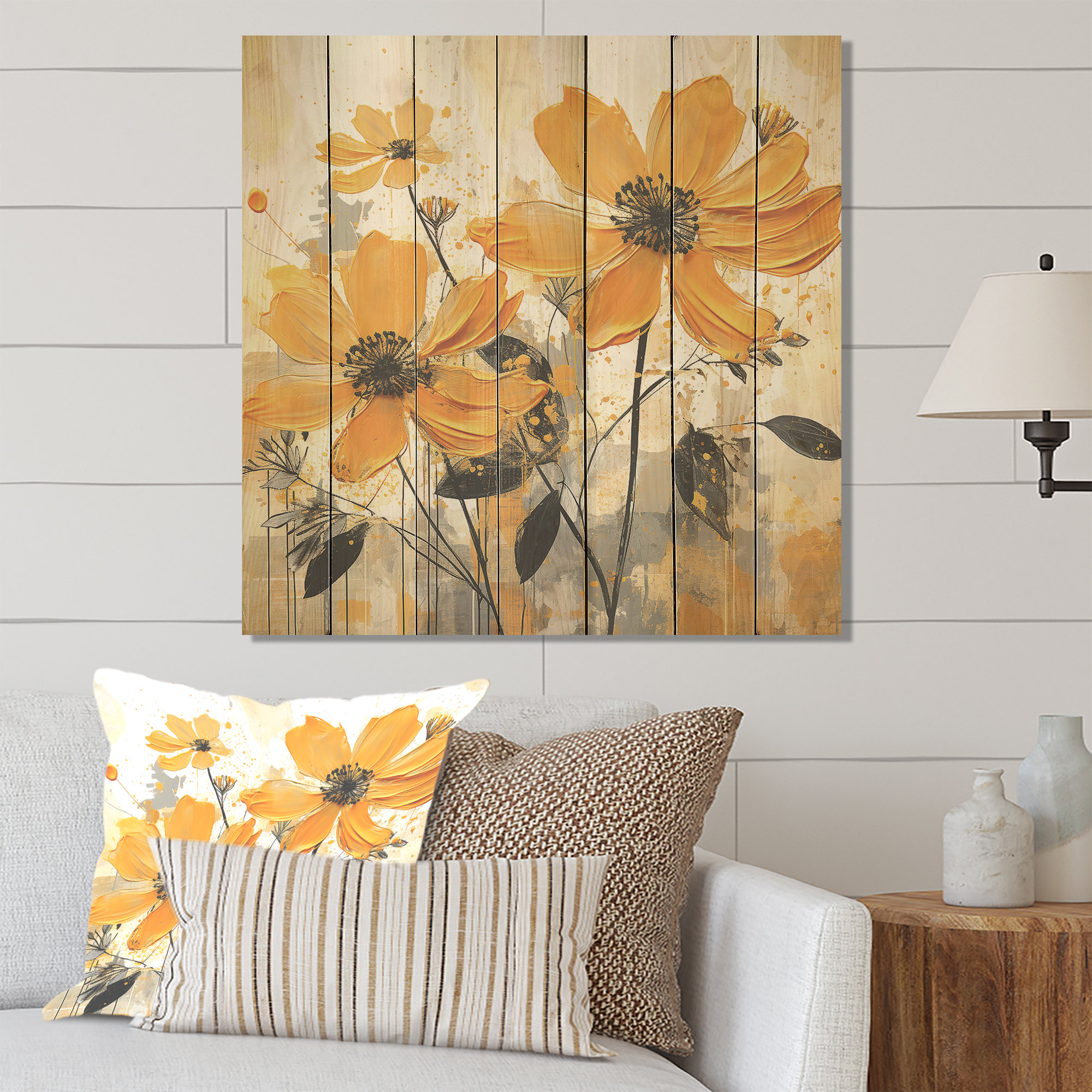 Winston Porter Yellow Marigold Blossom Burst III - Marigold On Wood ...