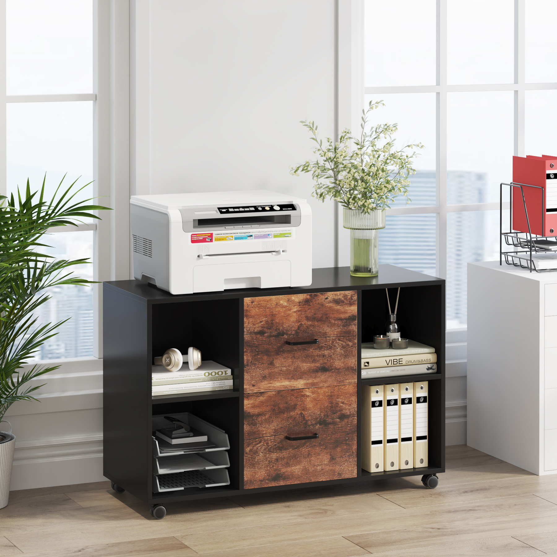 Ebern Designs 39'' Wide 2-Drawer Mobile Lateral File Cabinet | Wayfair