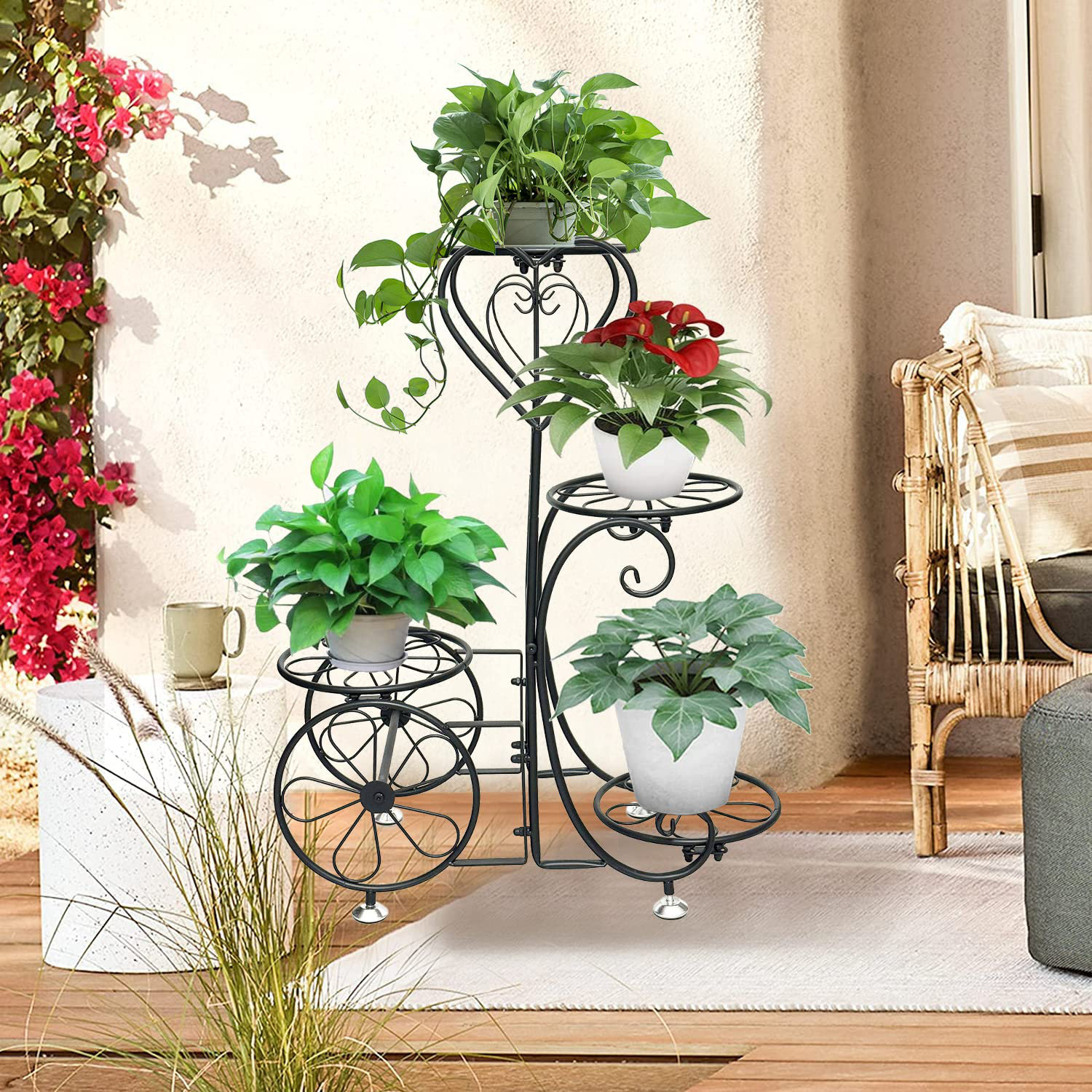 Darby Home Co Plant Stand Indoor Outdoor, Metal 4 Tier Plant Shelf ...