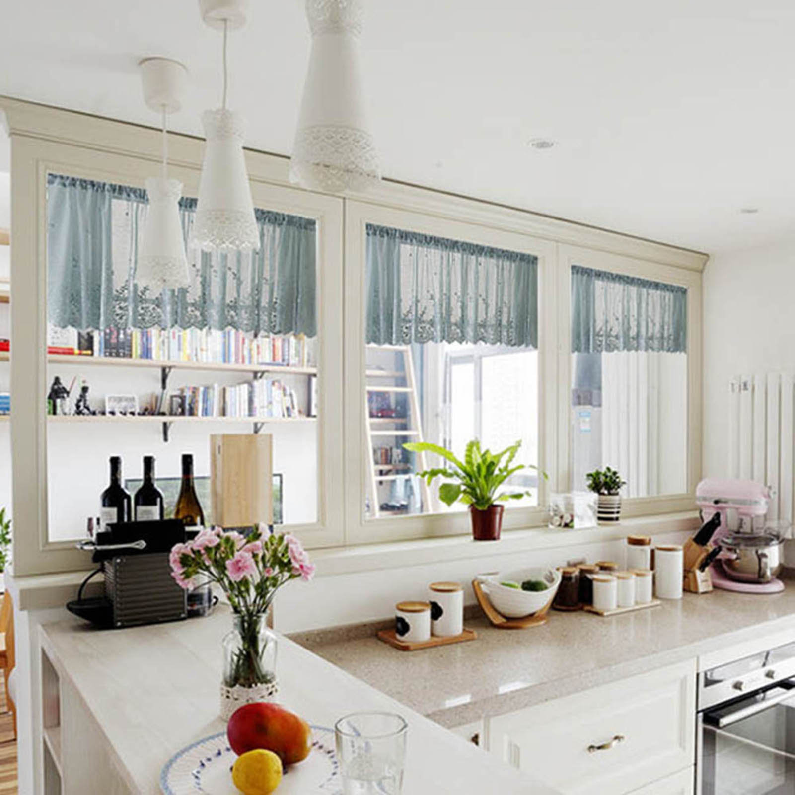 Charlton Home® Short Window Curtain Drape Flower Pattern Valance ...