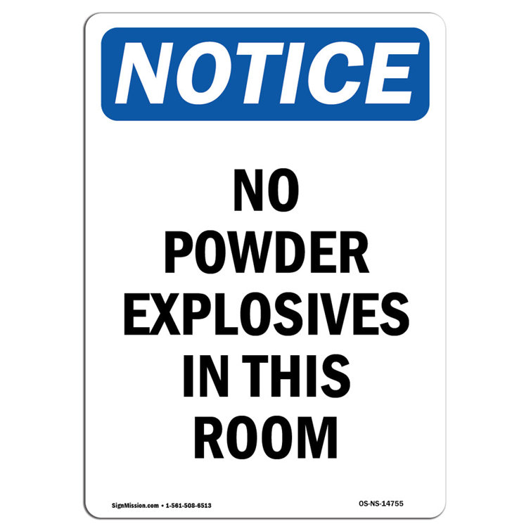 SignMission No Powder Explosives in This Room Sign | Wayfair