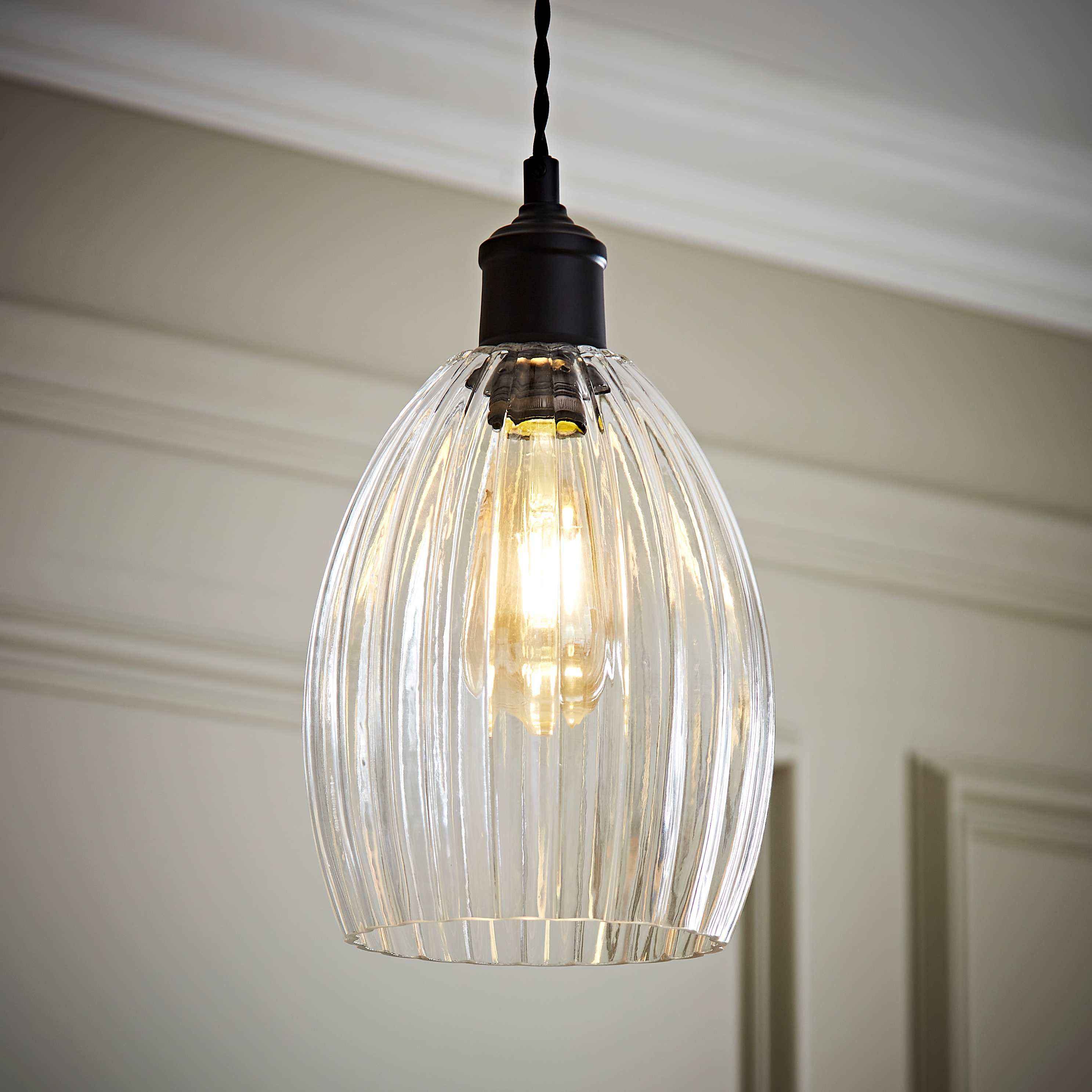 17 Stories Swayder Clear Ribbed Glass Dome Easy Fit Lamp Shade with ...