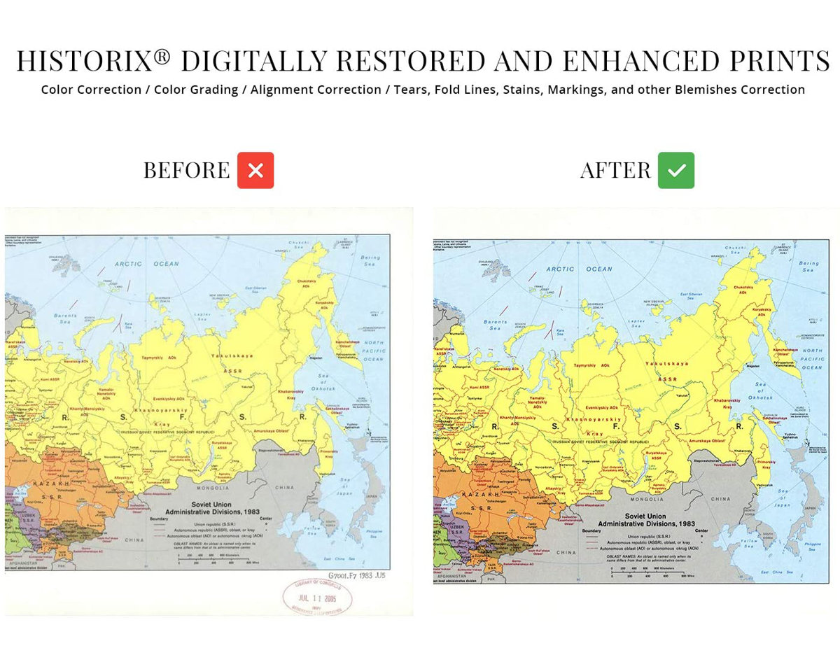 HISTORIC PRINTS HISTORIX Vintage 1983 Soviet Union Map Poster - 24X36 ...