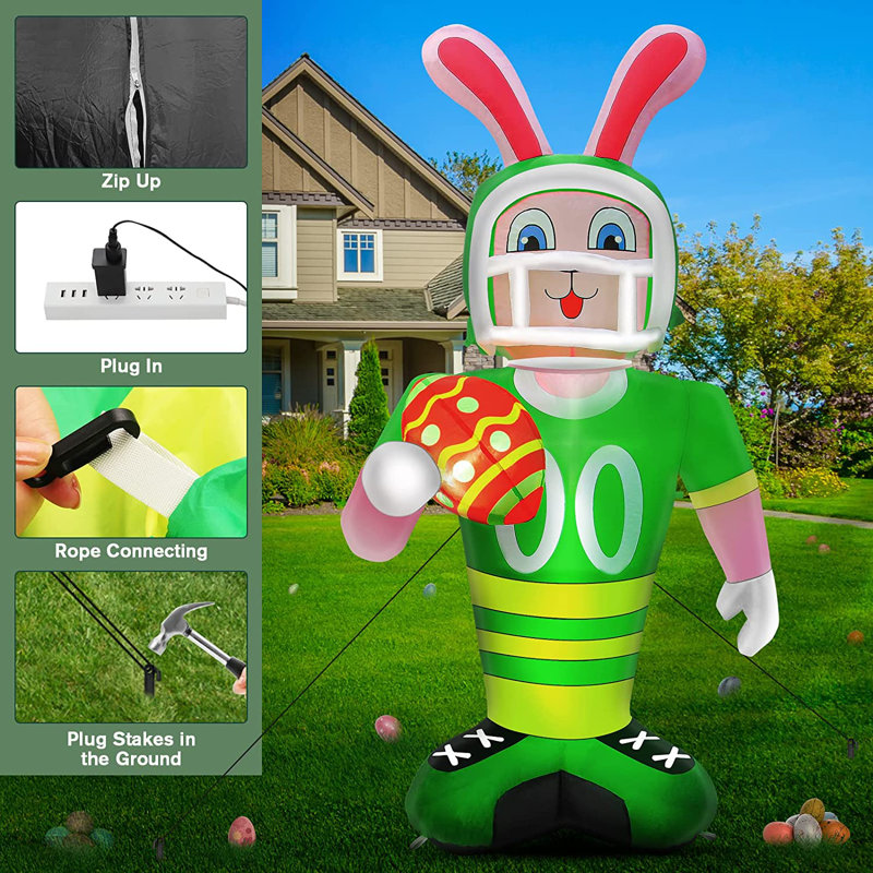 The Holiday Aisle® Rugby Rabbit Inflatable | Wayfair
