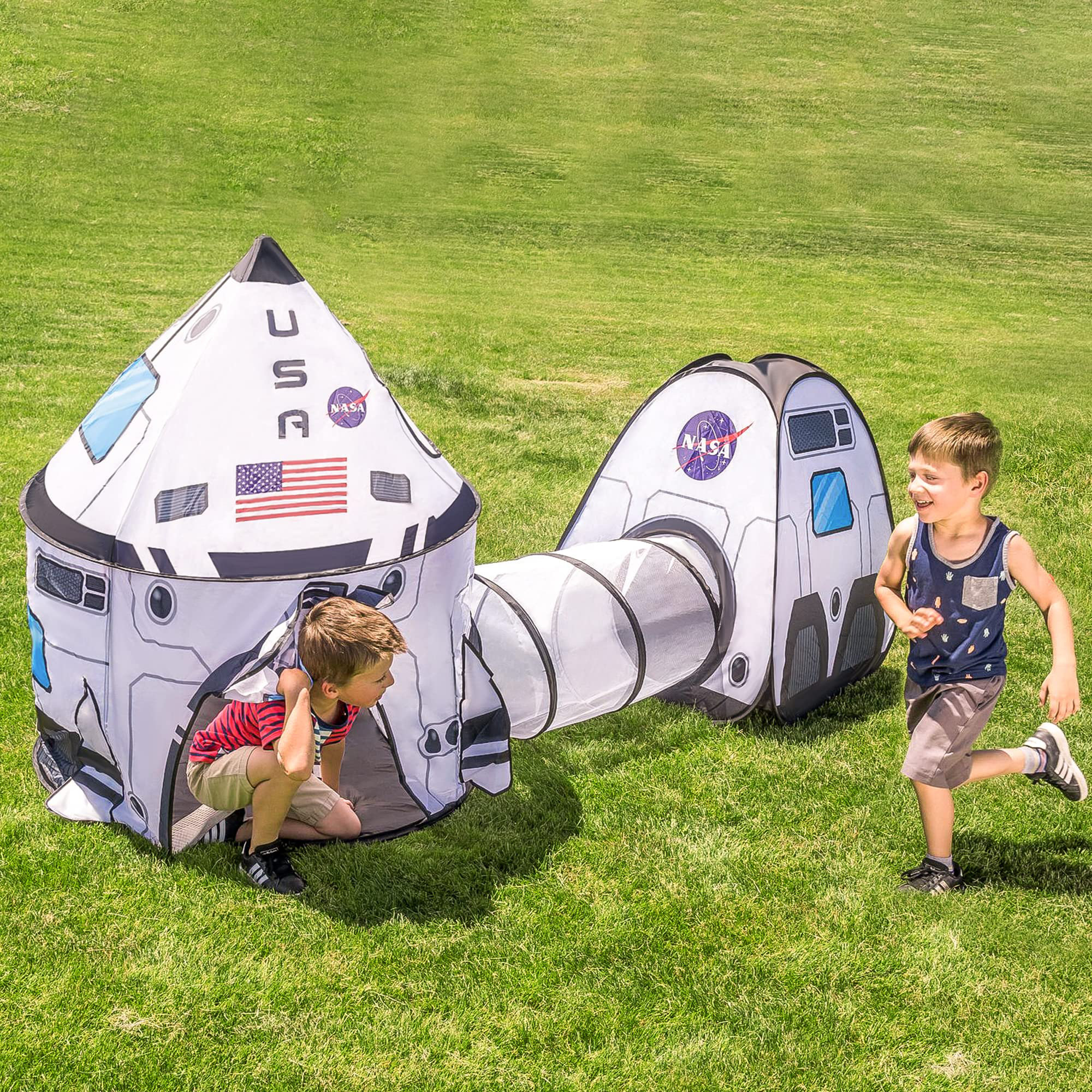 Zeki Shoggy White Rocket Ship Pop Up Play Tent With Tunnel And ...