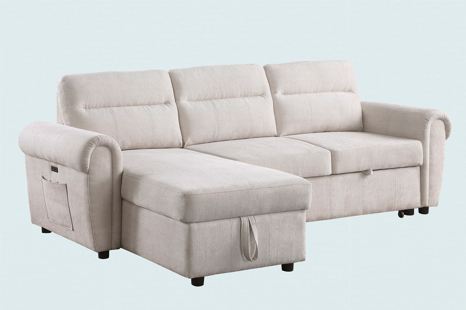 Latitude Run® 97" W Chenille Reversible Sleeper Sectional Sofa Chaise ...
