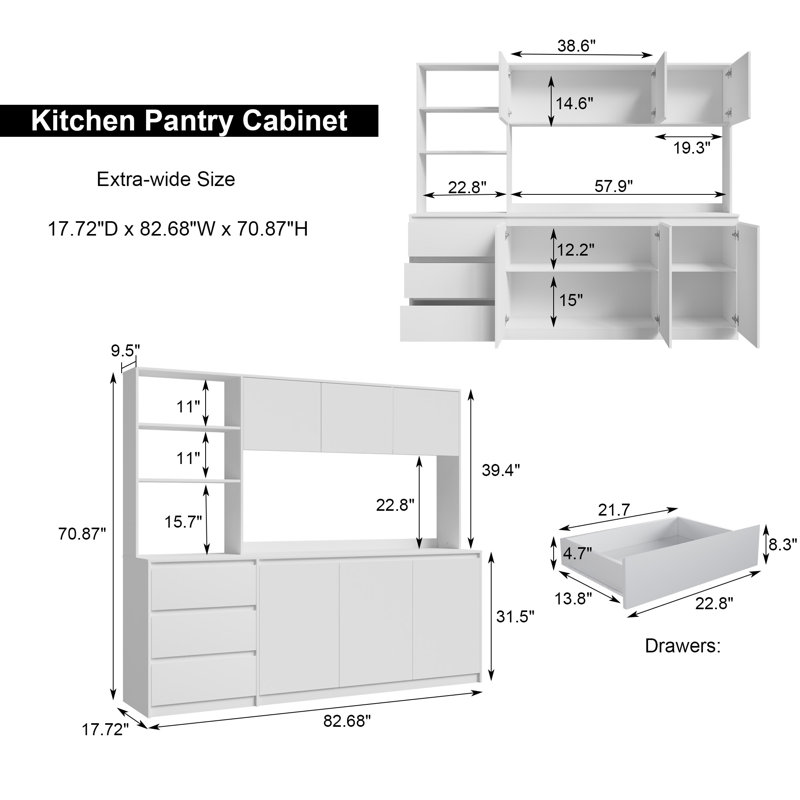 Latitude Run® Spurgeon Extra Large Kitchen Cabinet With Microwave Shelf ...