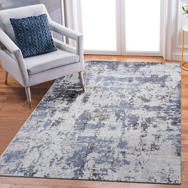 17 Stories Naar Marfi Area Rugs, Grey/Denim/Abstract Accent Power Loom ...
