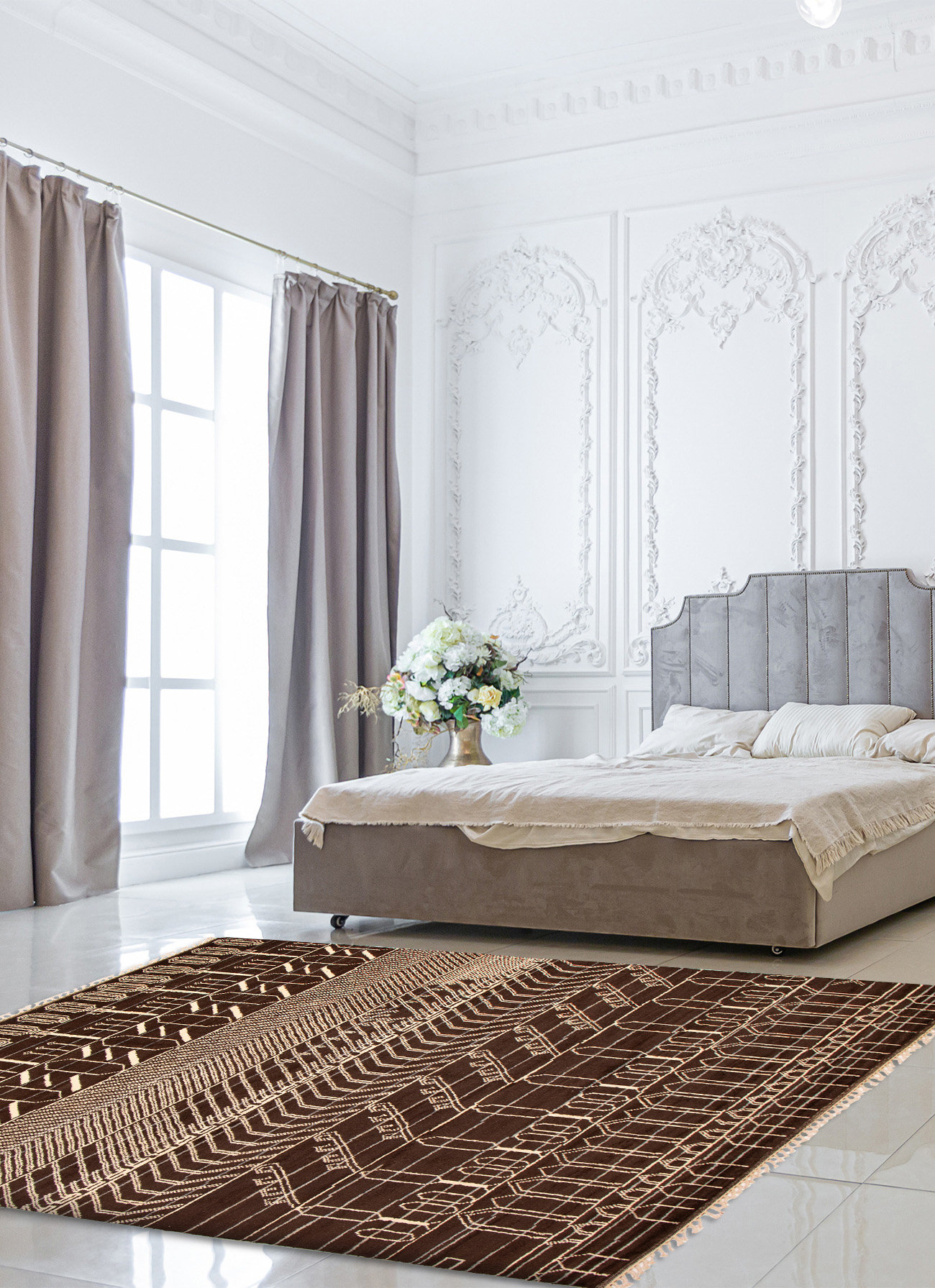 Bungalow Rose Finest Marrakesh Dark Brown Rug 10'2" x 14'5" | Wayfair