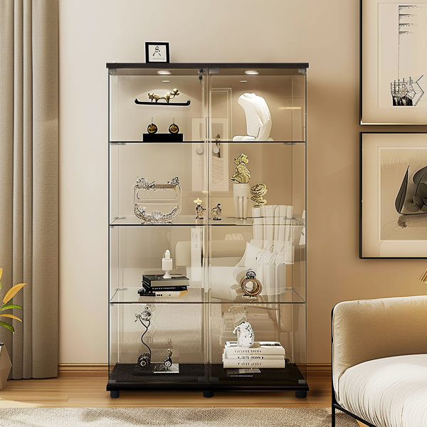 Wrought Studio Lajon Dining Cabinet Glass Display Cabinet & Reviews ...