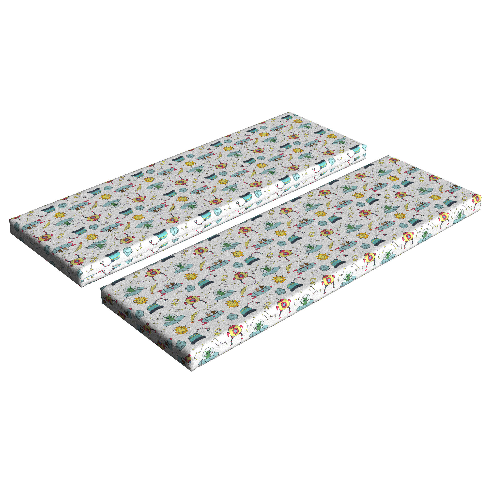 Ambesonne Alien Bench Cushion Set Of 2, Cosmic Galaxy Pattern Of Flying ...