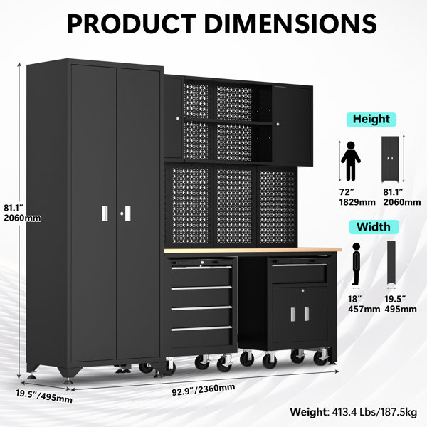 WFX Utility™ 6 Piece Garage Cabinets Storage System: Includes Steel ...