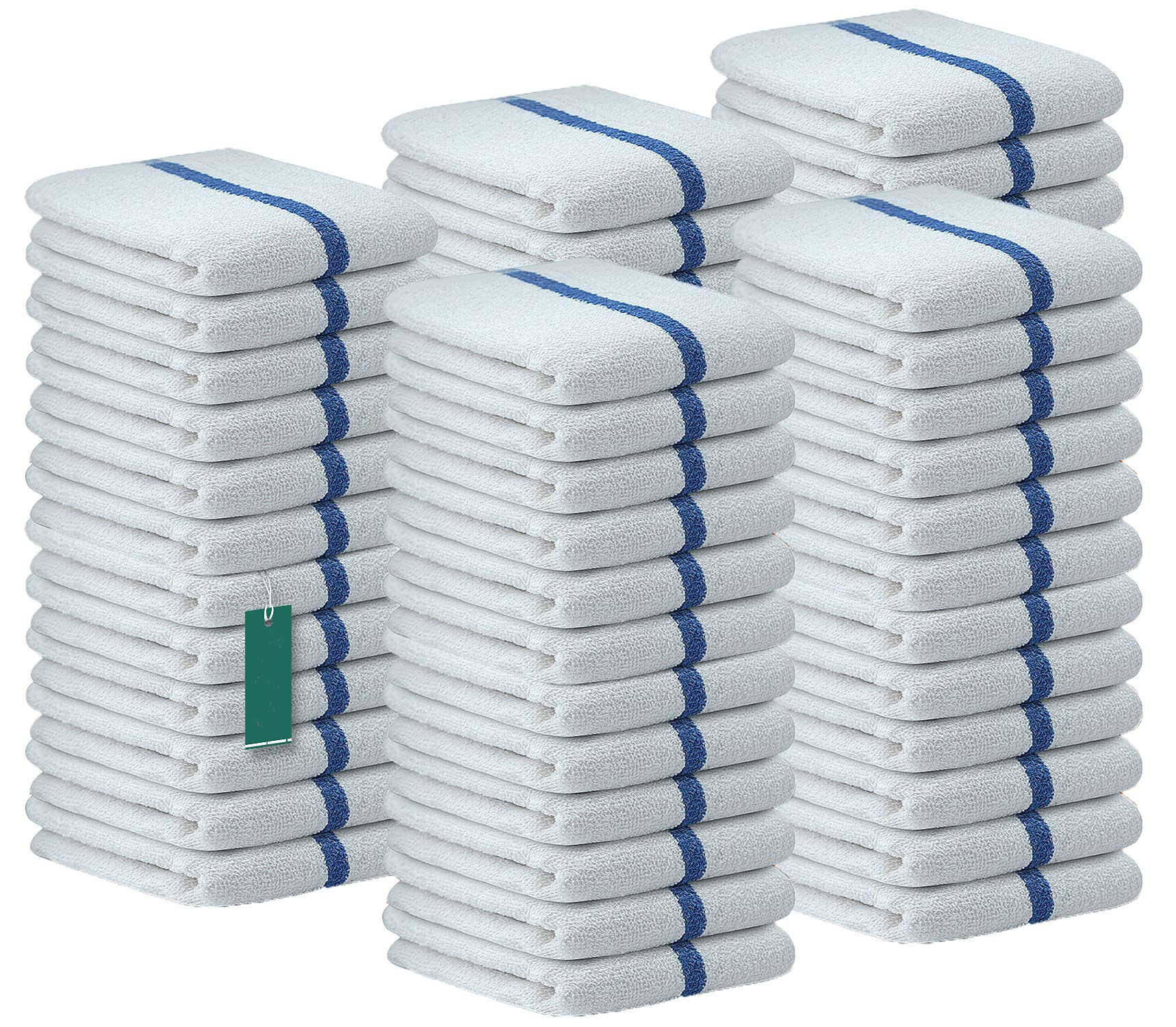 MODERN WALLS LLC Bar Mop Blue Stripe Pack Of 60 100% Cotton Double ...