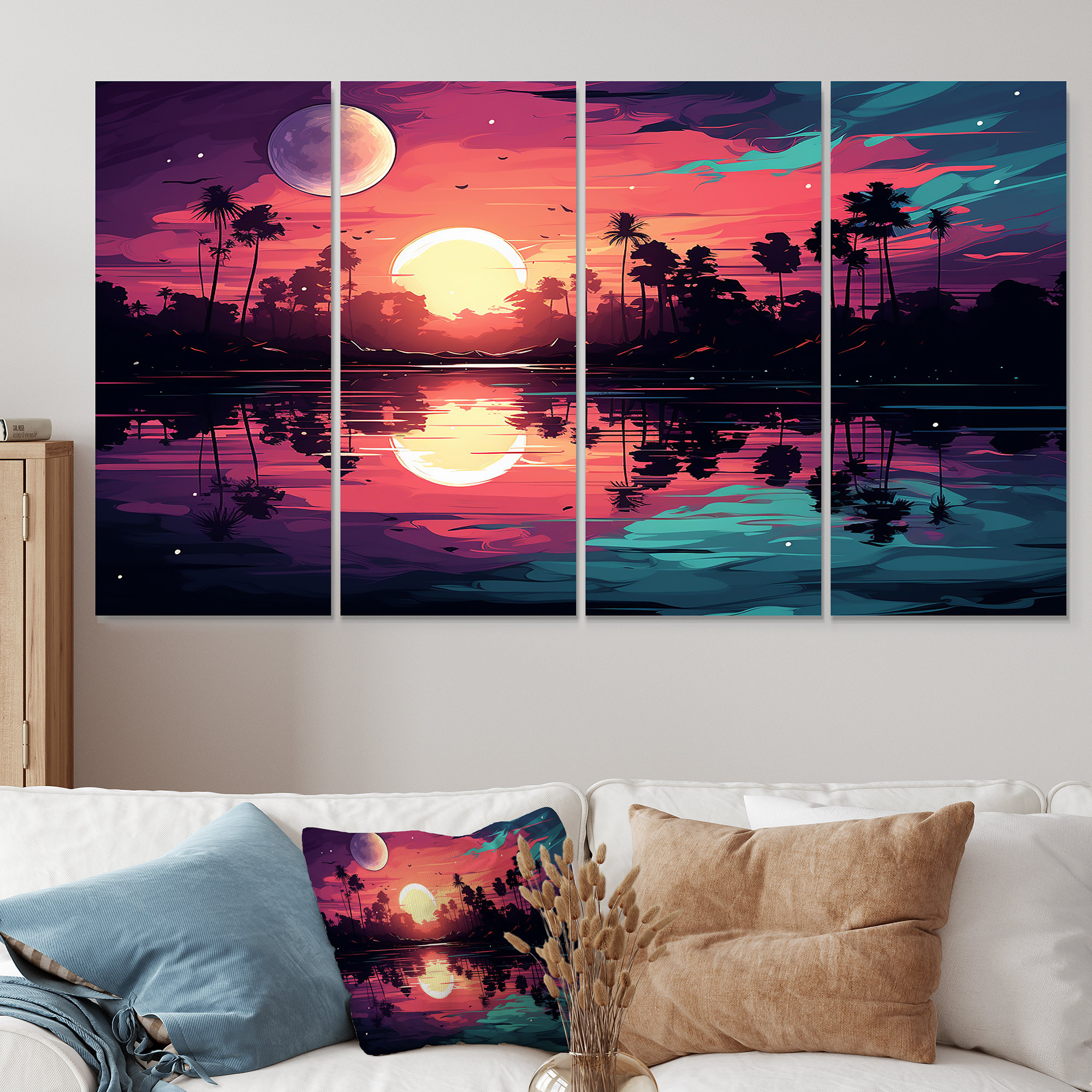 Bay Isle Home™ Purple Sunset Bold Landscape - Coastal Sunset 4 Piece ...