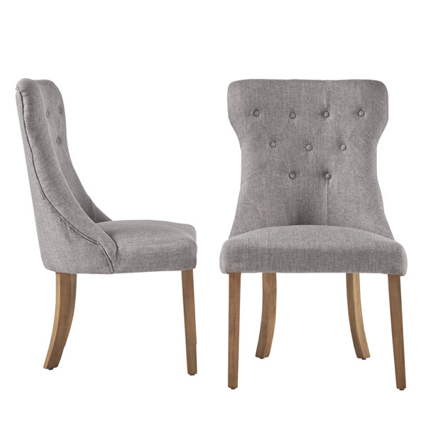 Three Posts™ Irving Place Tufted Linen Wing Back Dining Chair & Reviews ...