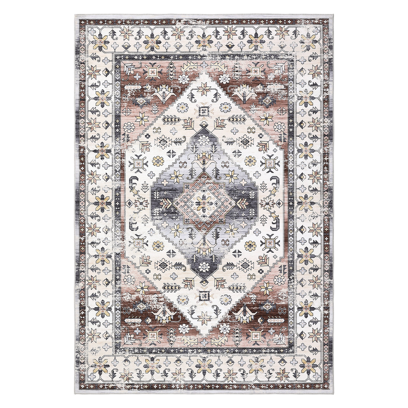 Astoria Grand Oriental Machine Washable Area Rug with Rubber Backing ...
