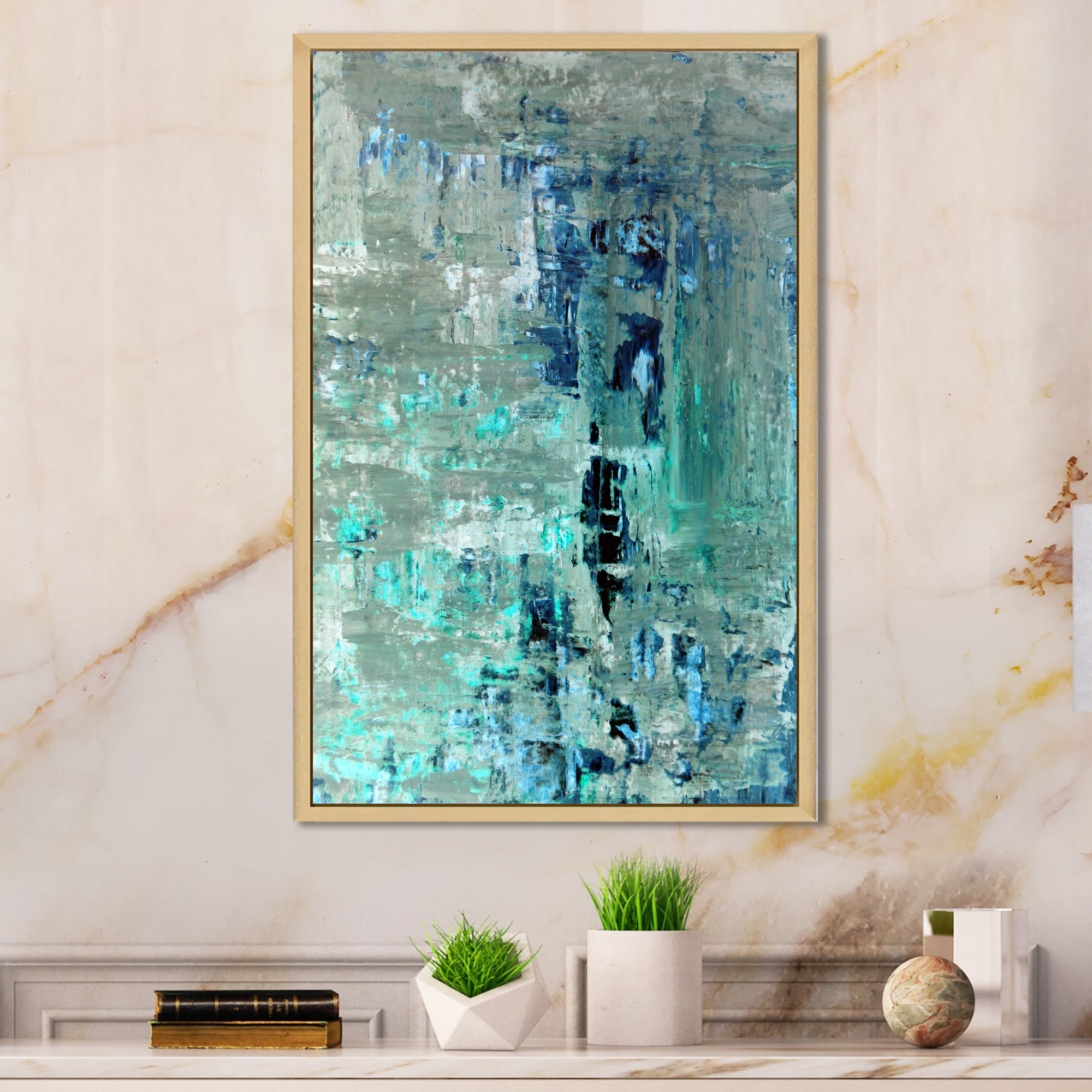 17 Stories Blue Meets Turquoise Abstract Art - Modern & Contemporary ...