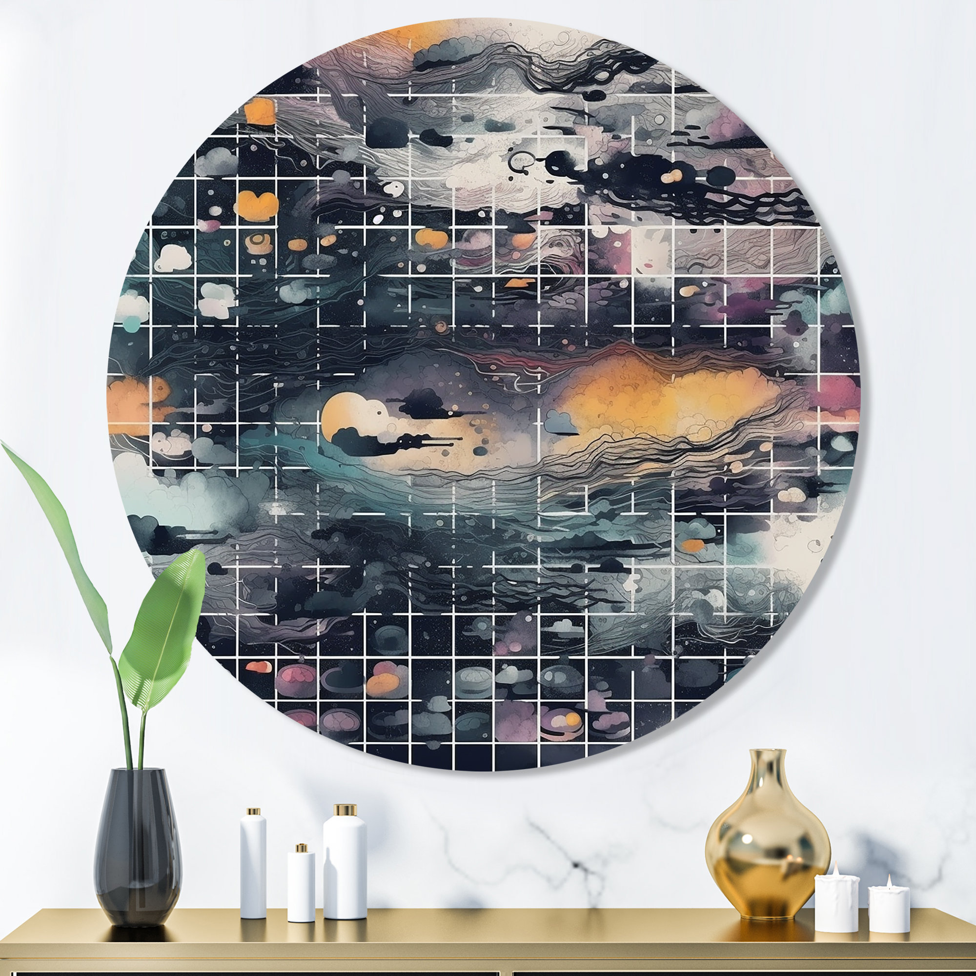 Ivy Bronx Dugent Blue And Orange Vibrant Paradoxes III - Abstract Round ...