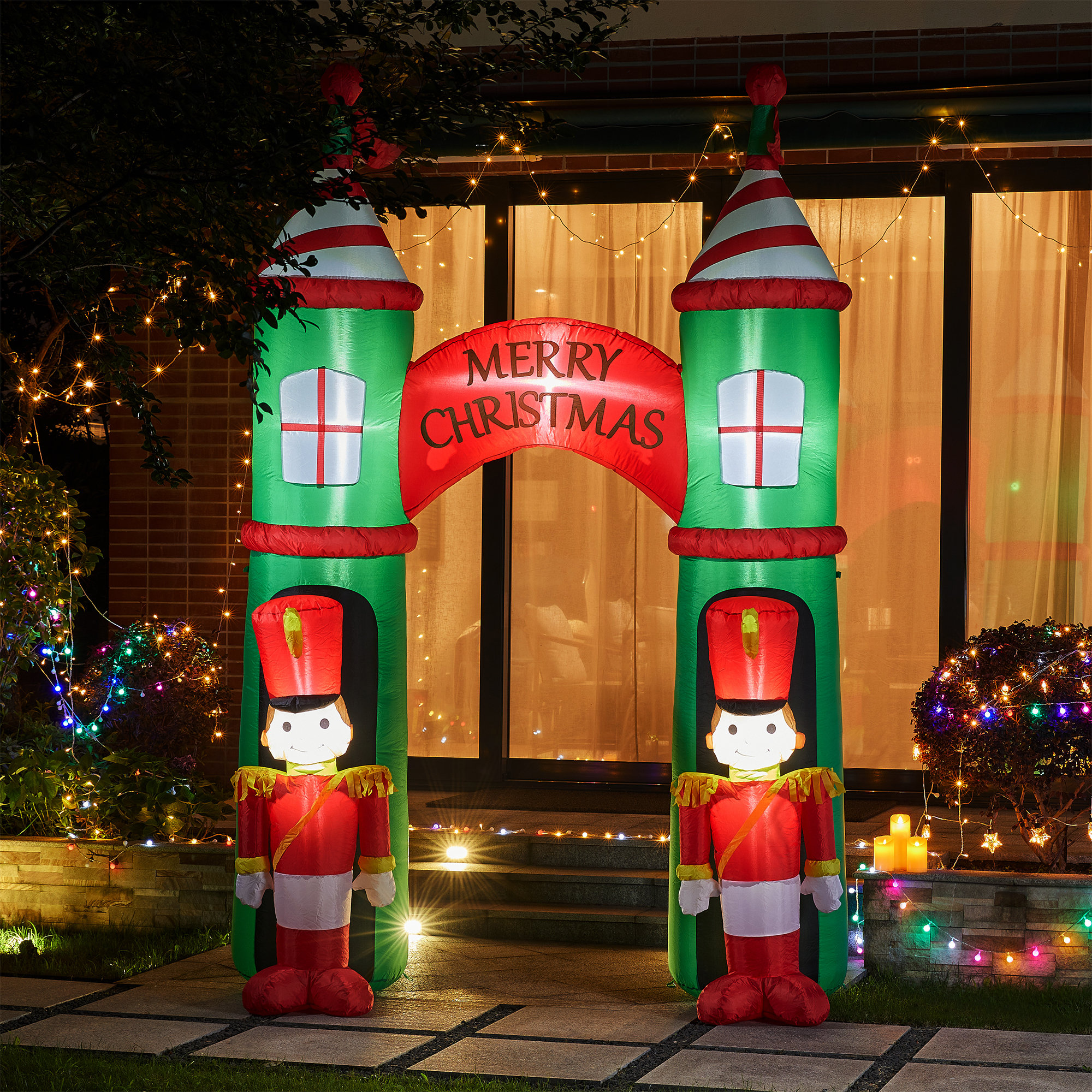 Glitzhome 10FT Christmas Lighted Inflatable Arch Gate with Soldiers Décor - Wayfair Canada
