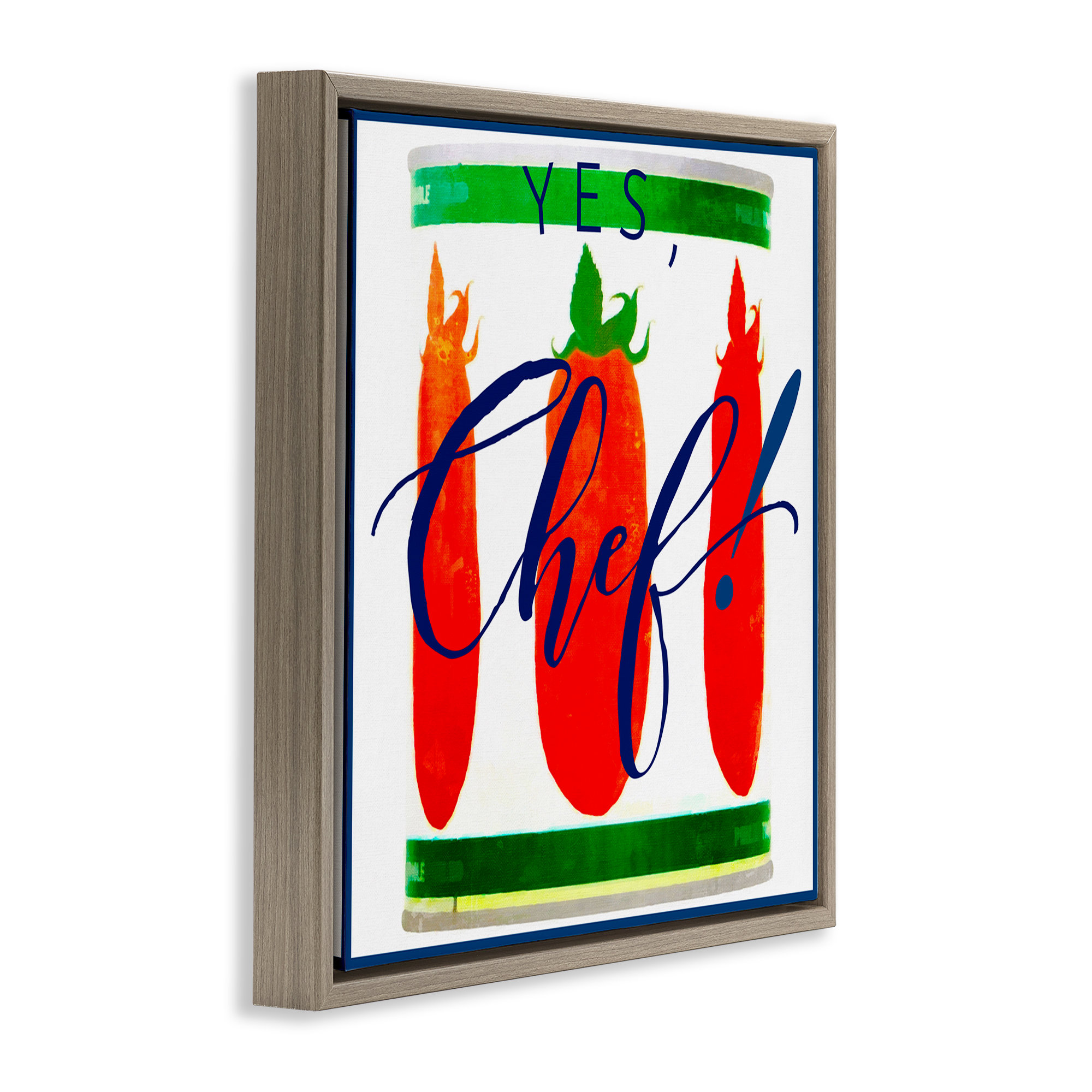 Latitude Run® Yes Chef Canned Goods Framed Floater Canvas Wall Art By ...