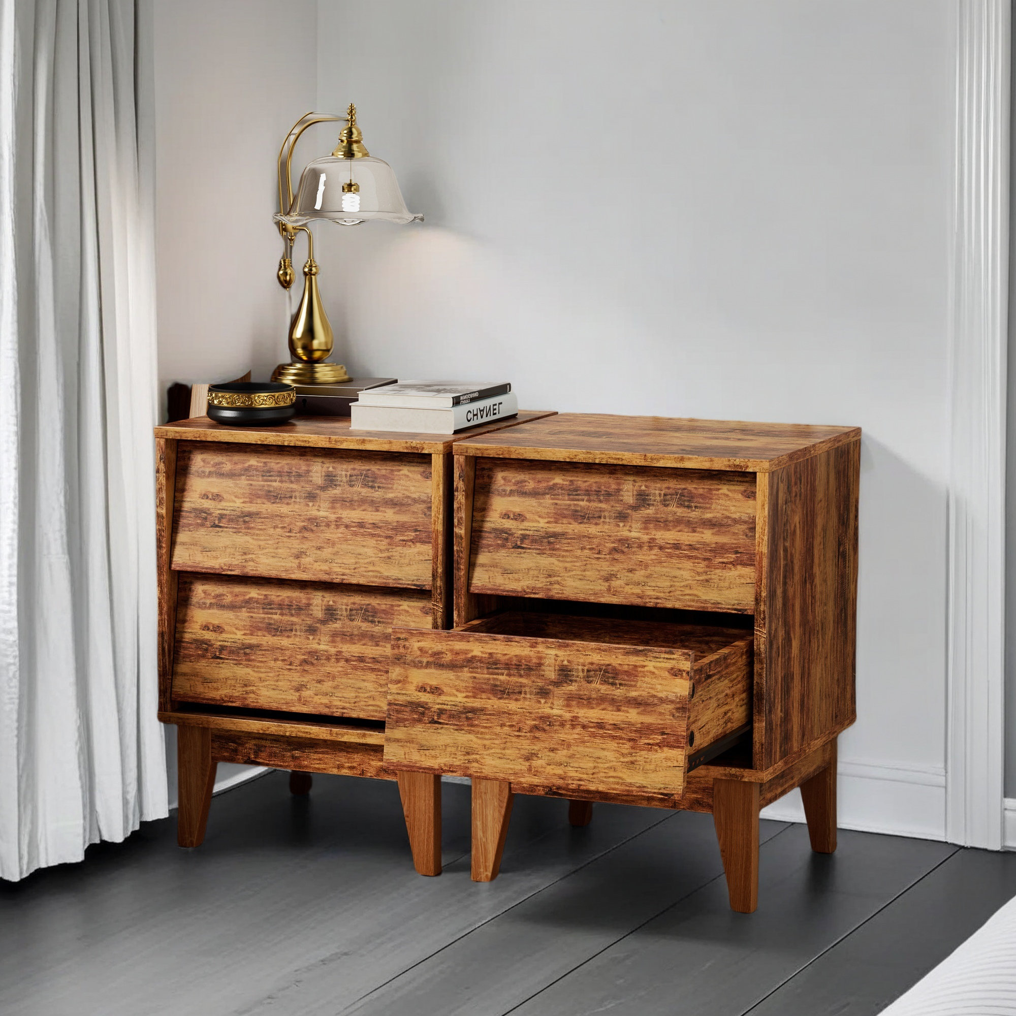 Winston Porter 2 Set Nightstands Features Vintage-Style And Bevel ...
