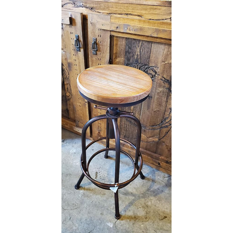 Williston Forge Shaylee Swivel Solid Wood Adjustable Height Stool | Wayfair