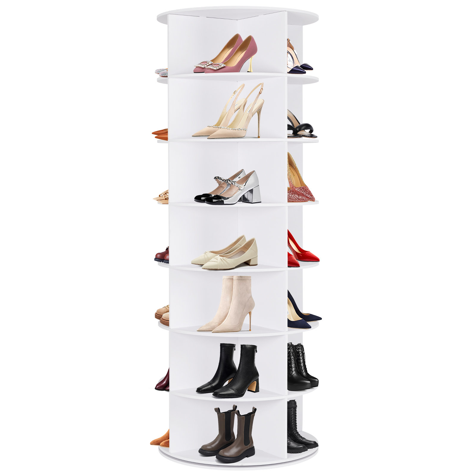 Latitude Run® Multifunctional 7-tier Rack, 360° Spinning Shoe Organizer ...