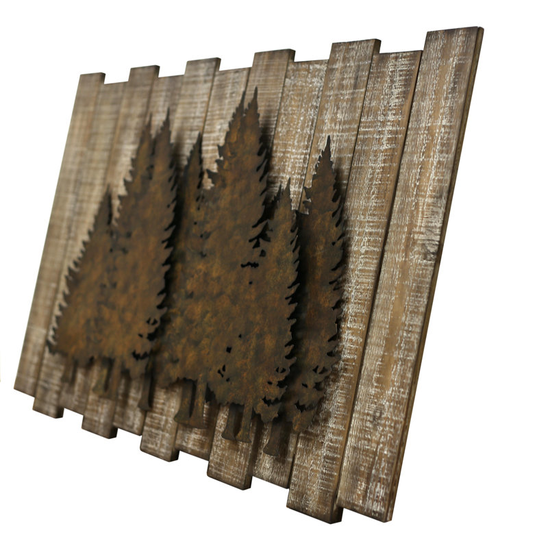 Millwood Pines Embossed Pine Tree Scene Country Rustic Wall Décor ...