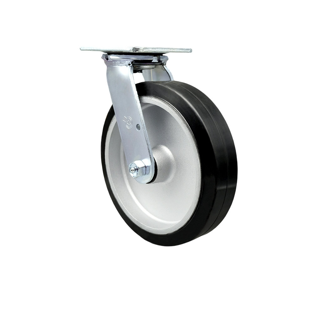 Service Caster 8 Inch Rubber on Aluminum Wheel Swivel Caster with Ball ...