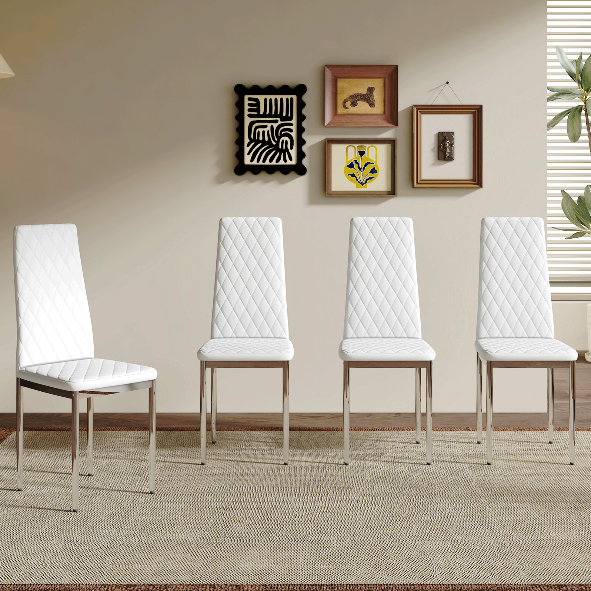 Latitude Run® Modern Dining Chairs - Diamond Quilted High Back Design ...