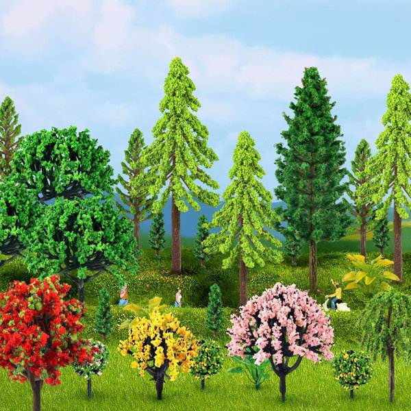 Ophelia & Co. 38PCS Mini Model Miniature Trees, Mixed Model Colourful ...