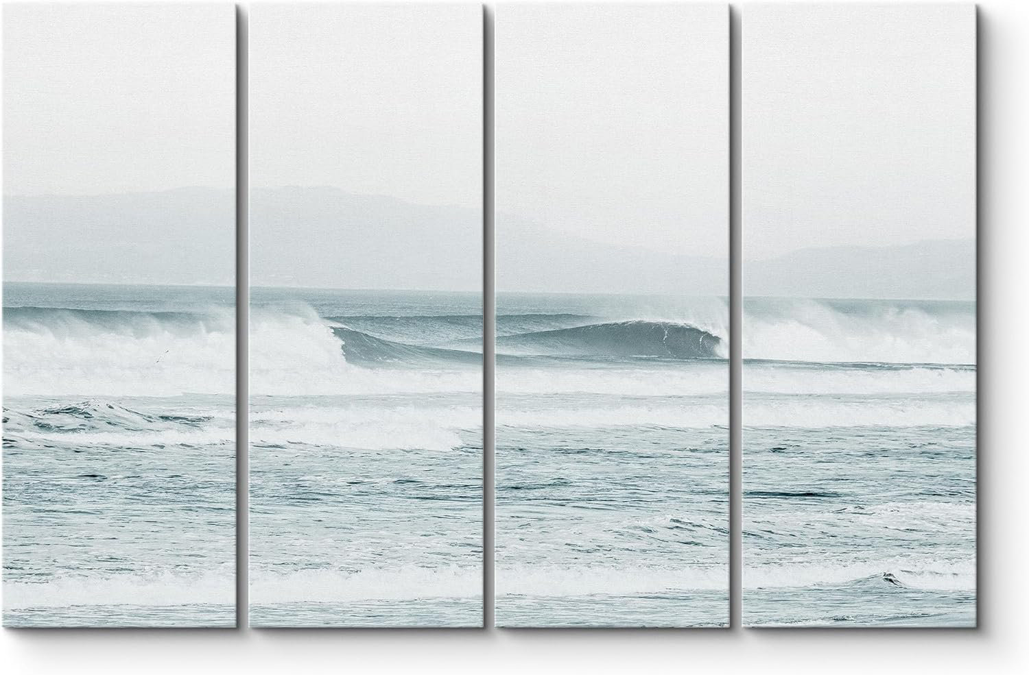 IDEA4WALL Canvas Print Wall Art Rushing Ocean Waves on Washed Out Beach ...