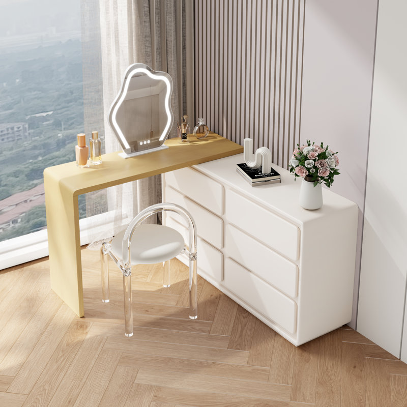 Hokku Designs Earnell Modern Home Office Expandable Dresser Desk Combo ...