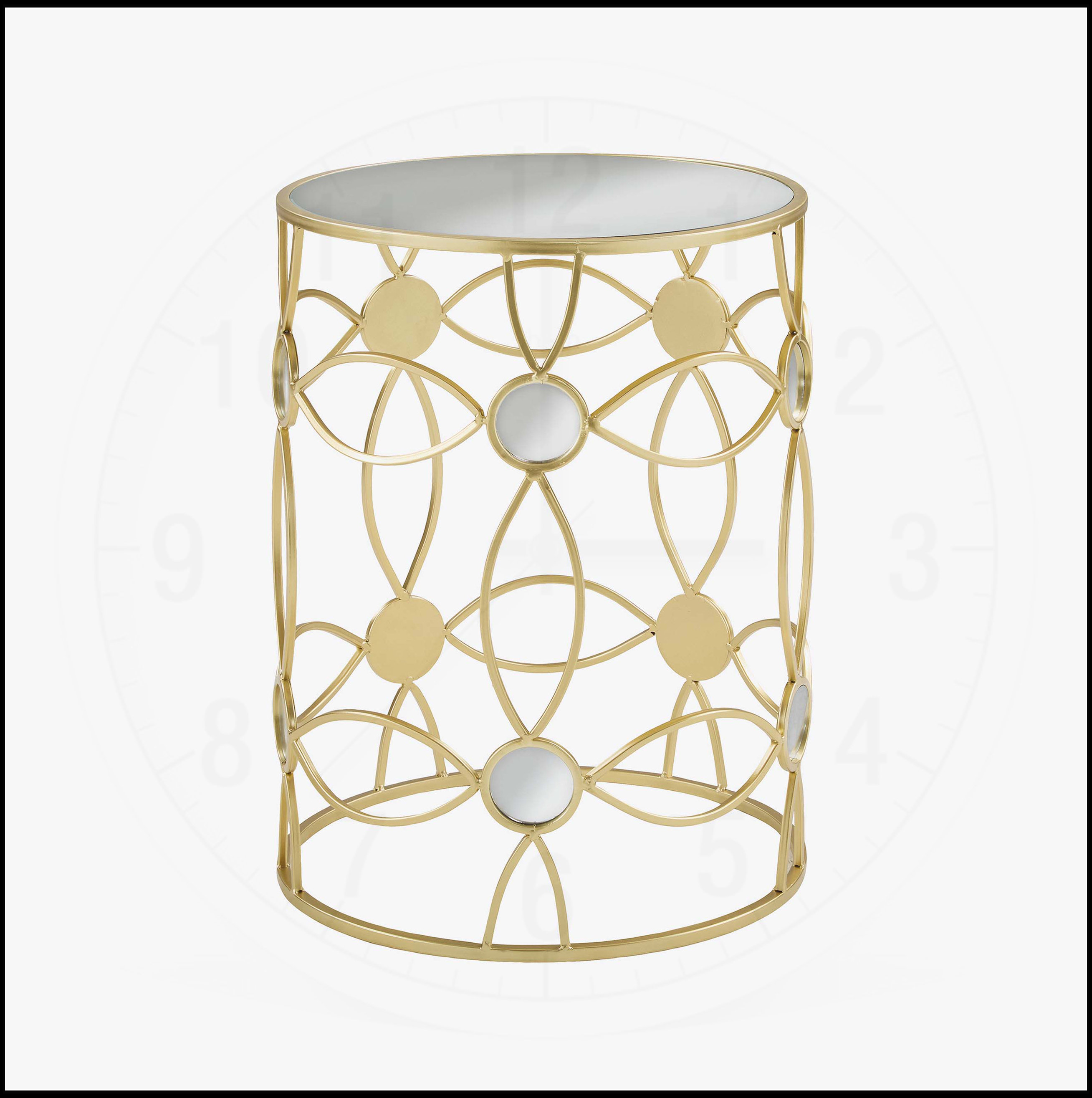 Mercer41 Modern and Elegant Side Table with Metal Frame and Mirror Top ...