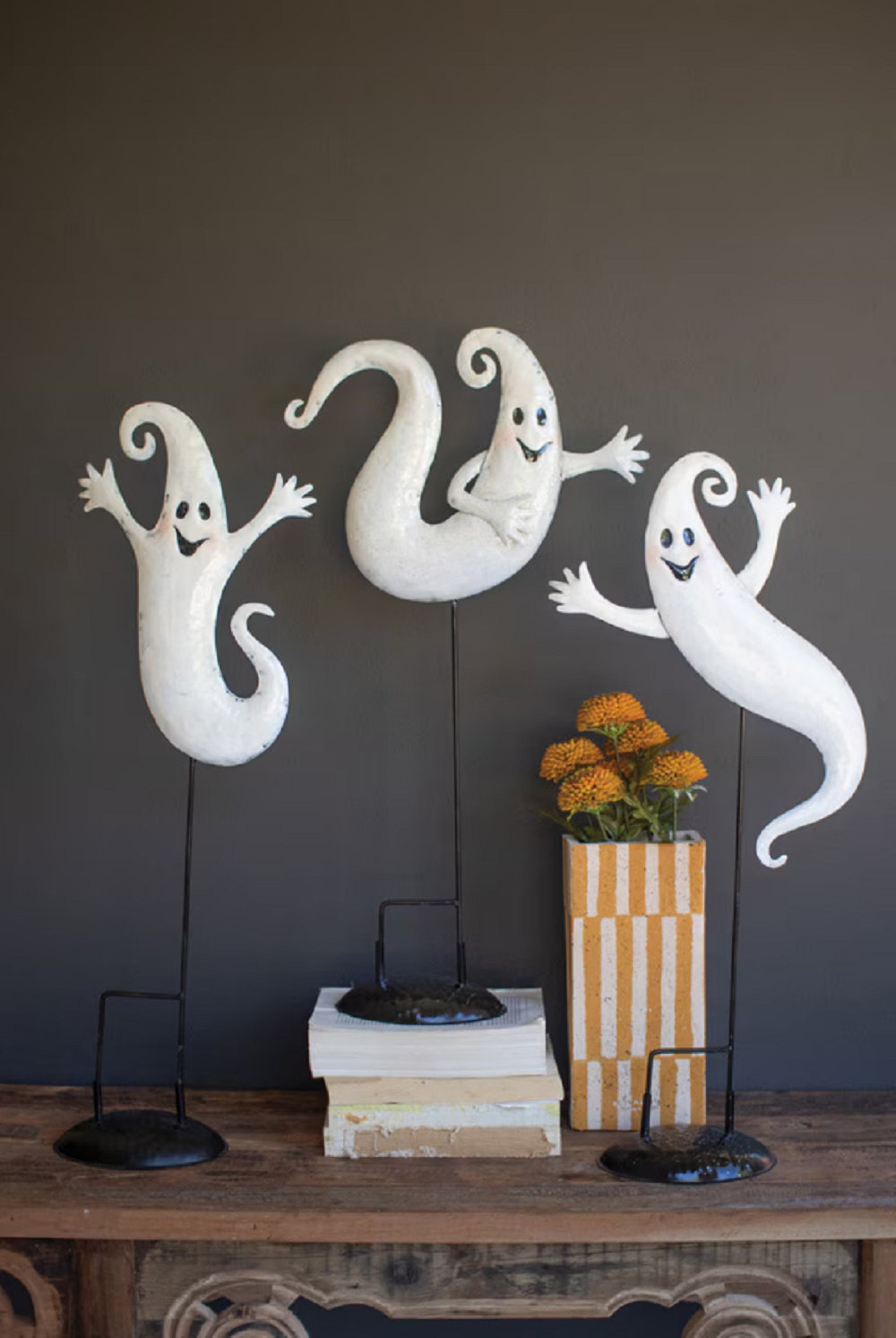 The Holiday Aisle® SET OF THREE PAINTED METAL GHOSTS YARD STAKES | Wayfair