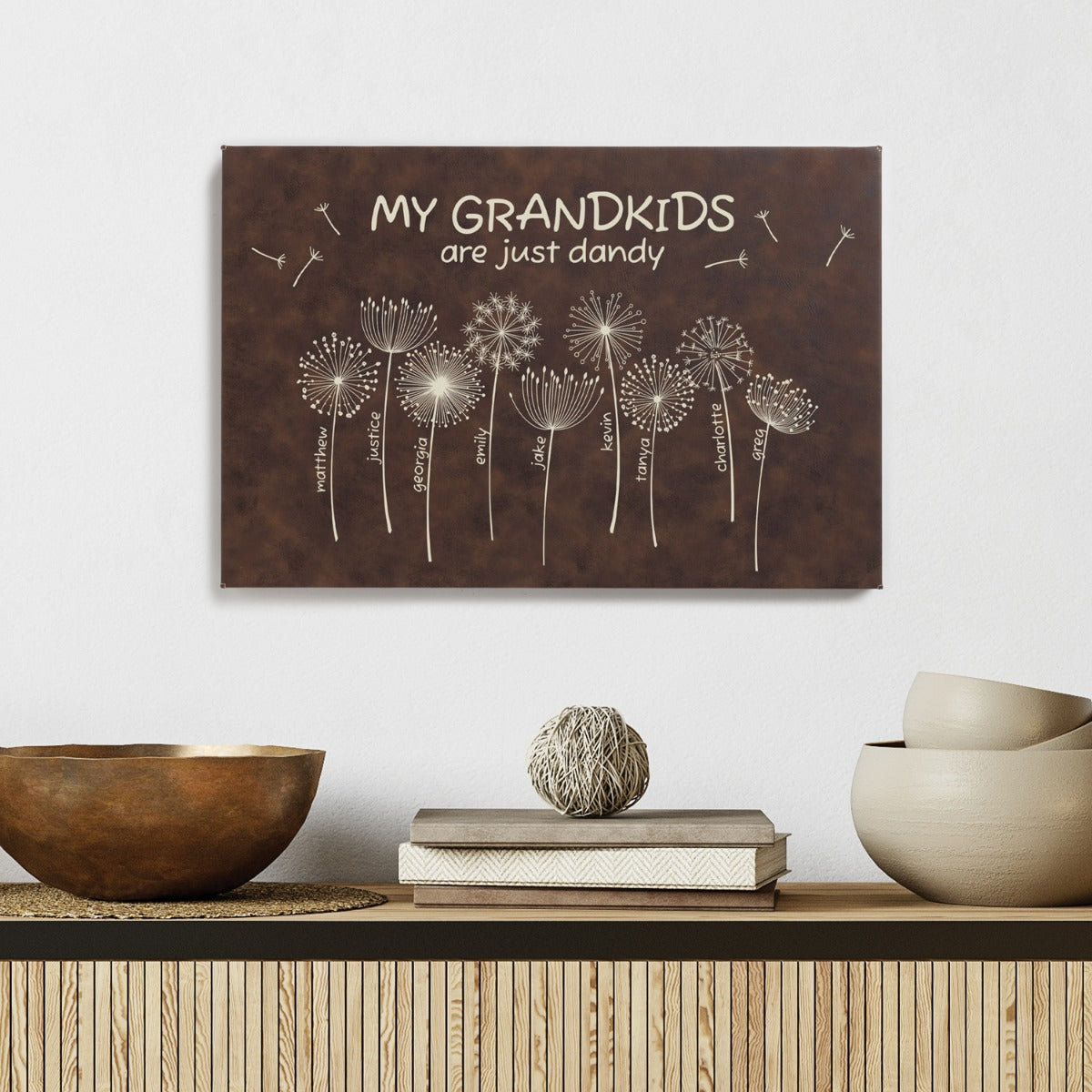 CPS My Grandkids are Dandy Brown Leather Canvas 12 x 18 | Wayfair