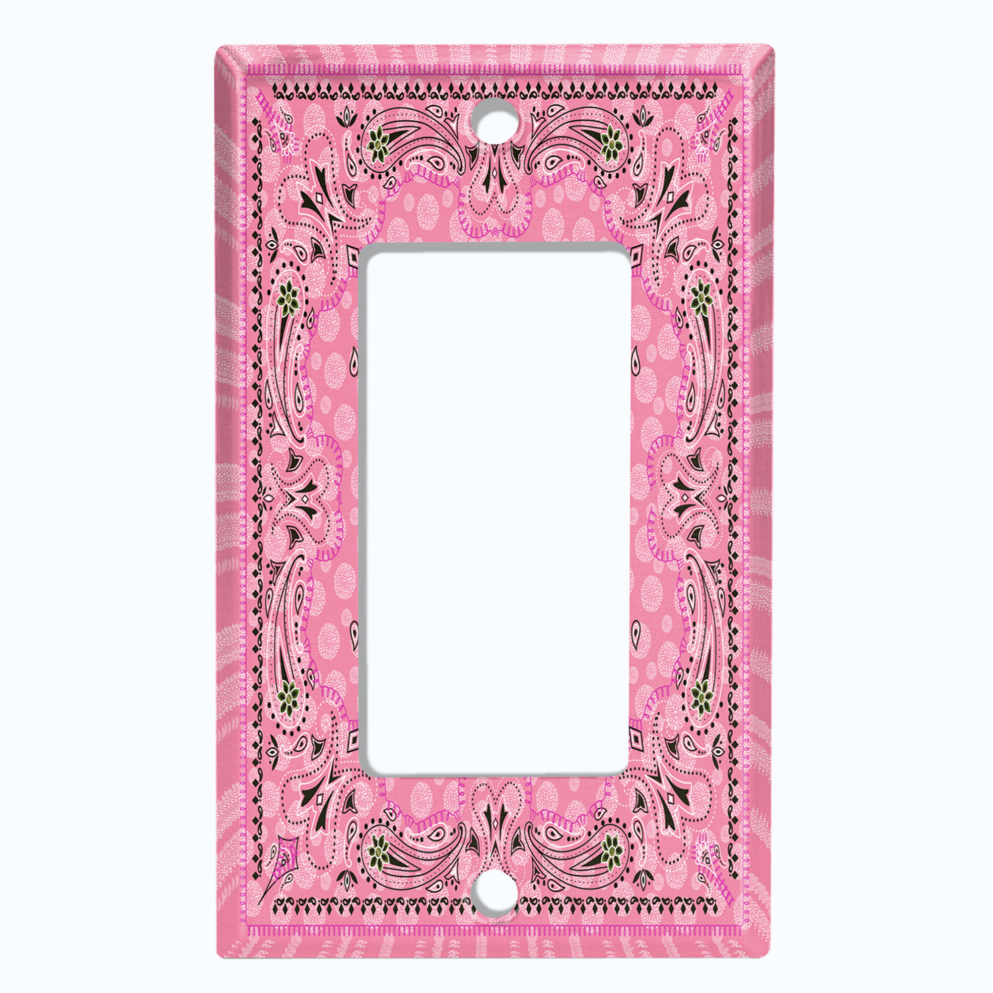 WorldAcc Metal Light Switch Plate Outlet Cover (Pink Paisley Bandana ...