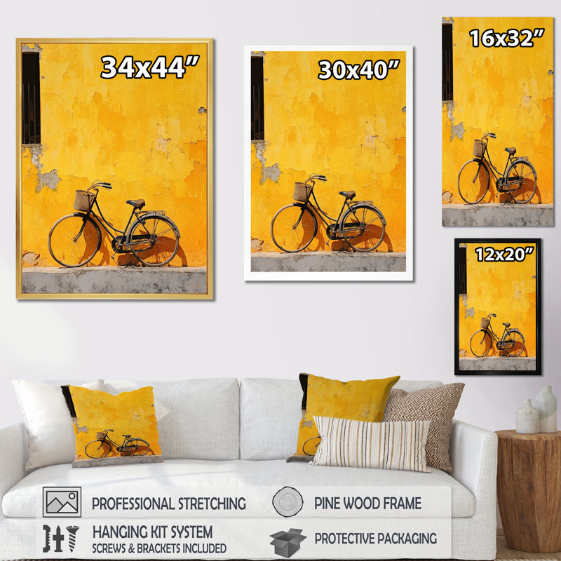 Ebern Designs Lemon Leisure Bicycle On Canvas Print | Wayfair