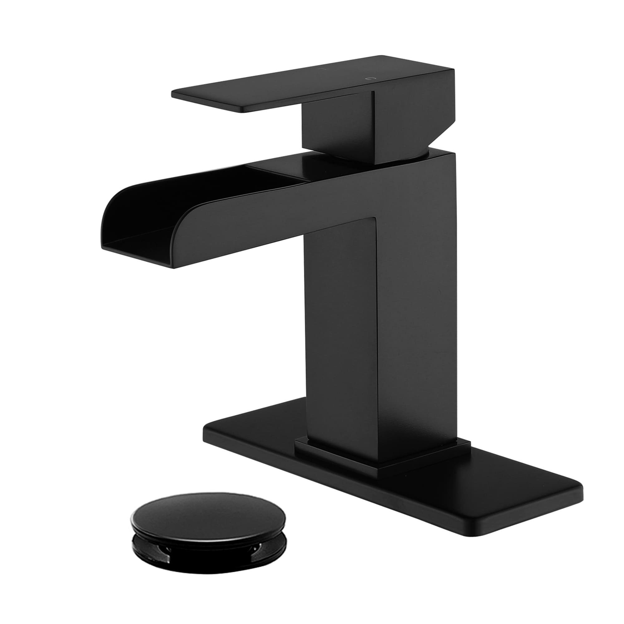 KIKO HOME Single Hole Bathroom Faucet With Drain Assembly Waterfall ...