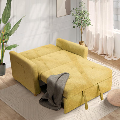 Ebern Designs Adda 71" 4-in-1 Convertible Sleeper Chair Bed, Linen Sofa ...