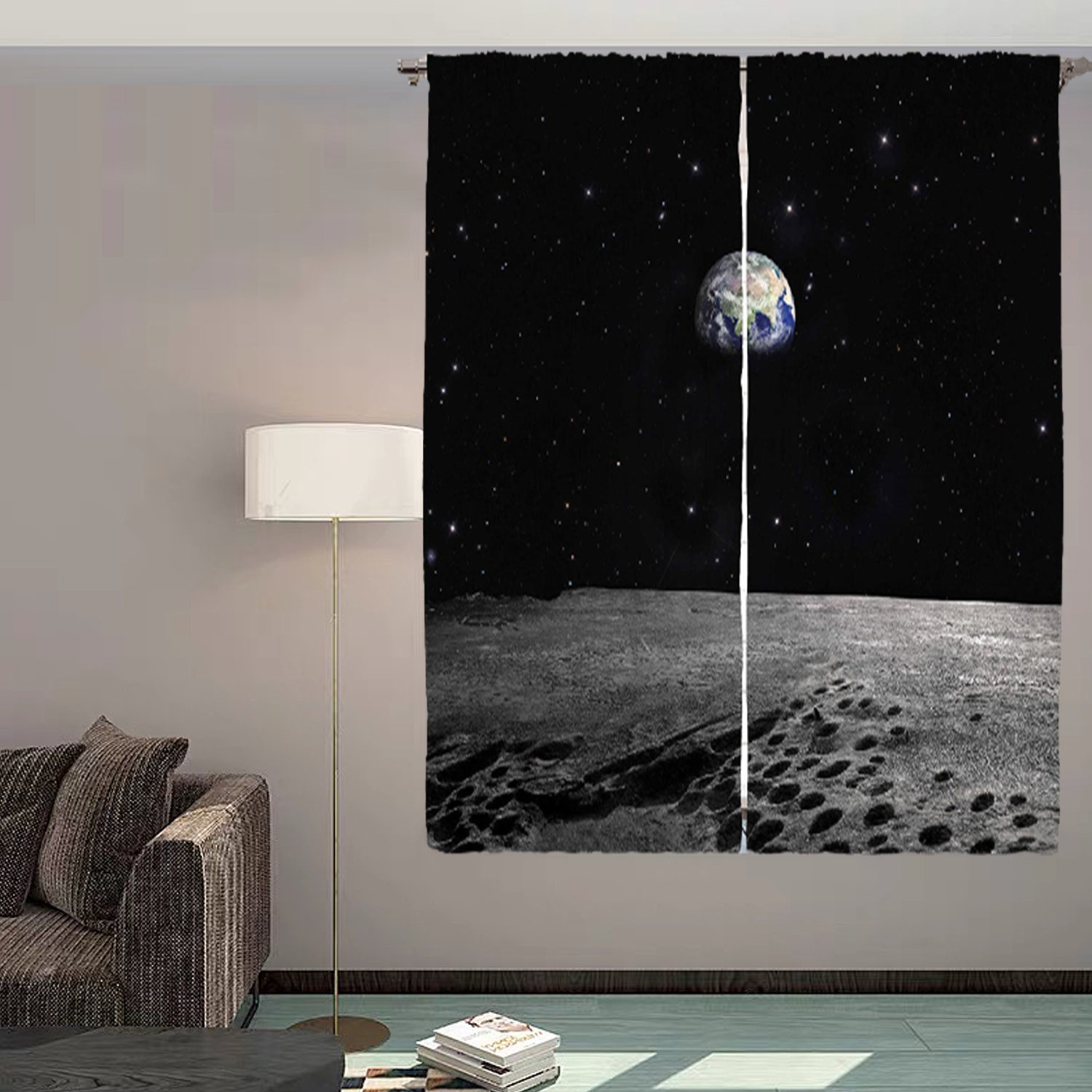 Frifoho Earth Curtains, Planet Earth As Seen From The Moon Polyester ...