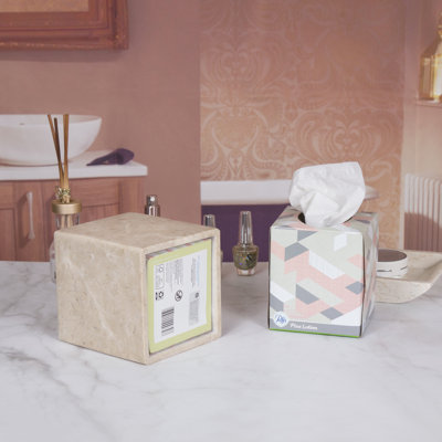 Winston Porter Creative Home Natural Champagne Marble Square Tissue Box ...