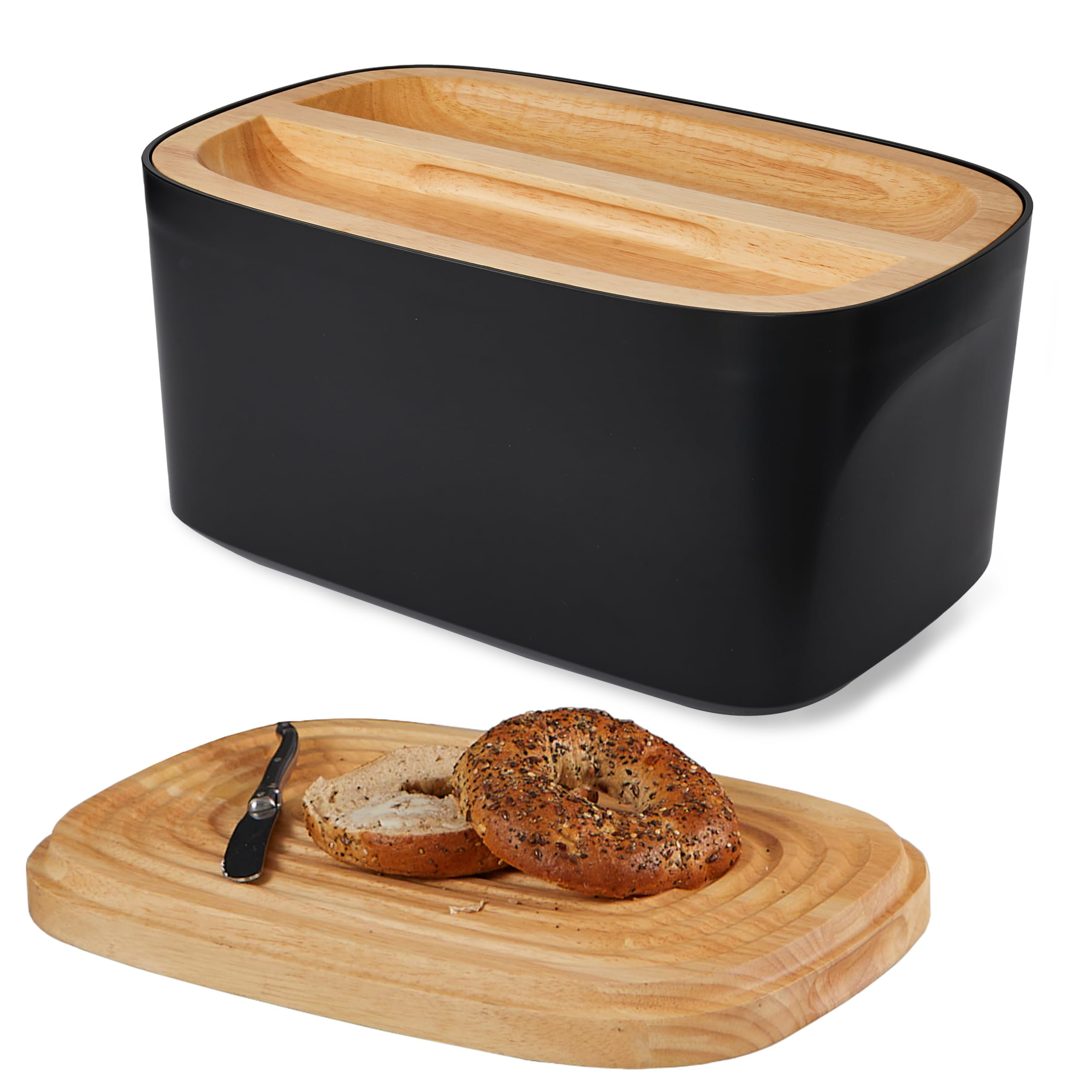 Hokku Designs Modern Bamboo Fiber (Black) Bread Box For Kitchen ...