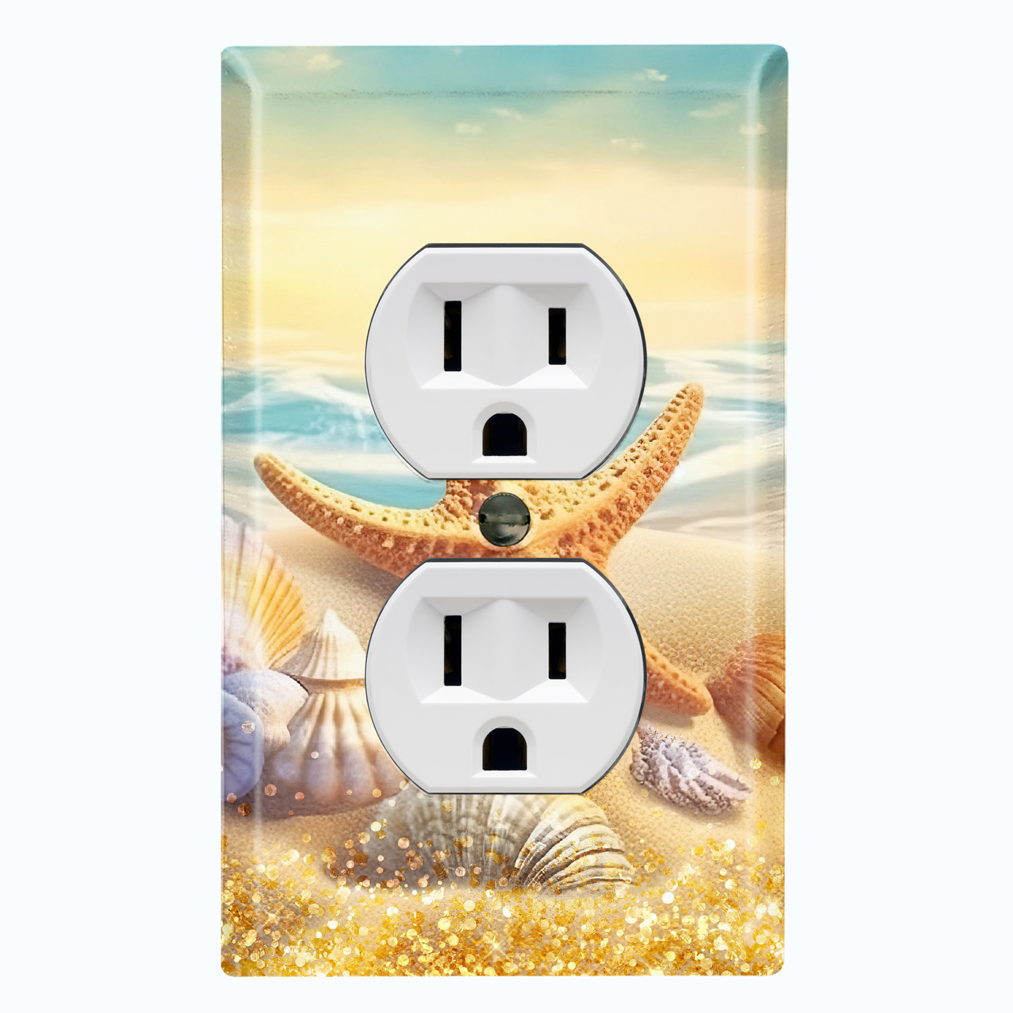 WorldAcc Metal Light Switch Plate Outlet Cover (Ocean Star Fish Sea ...