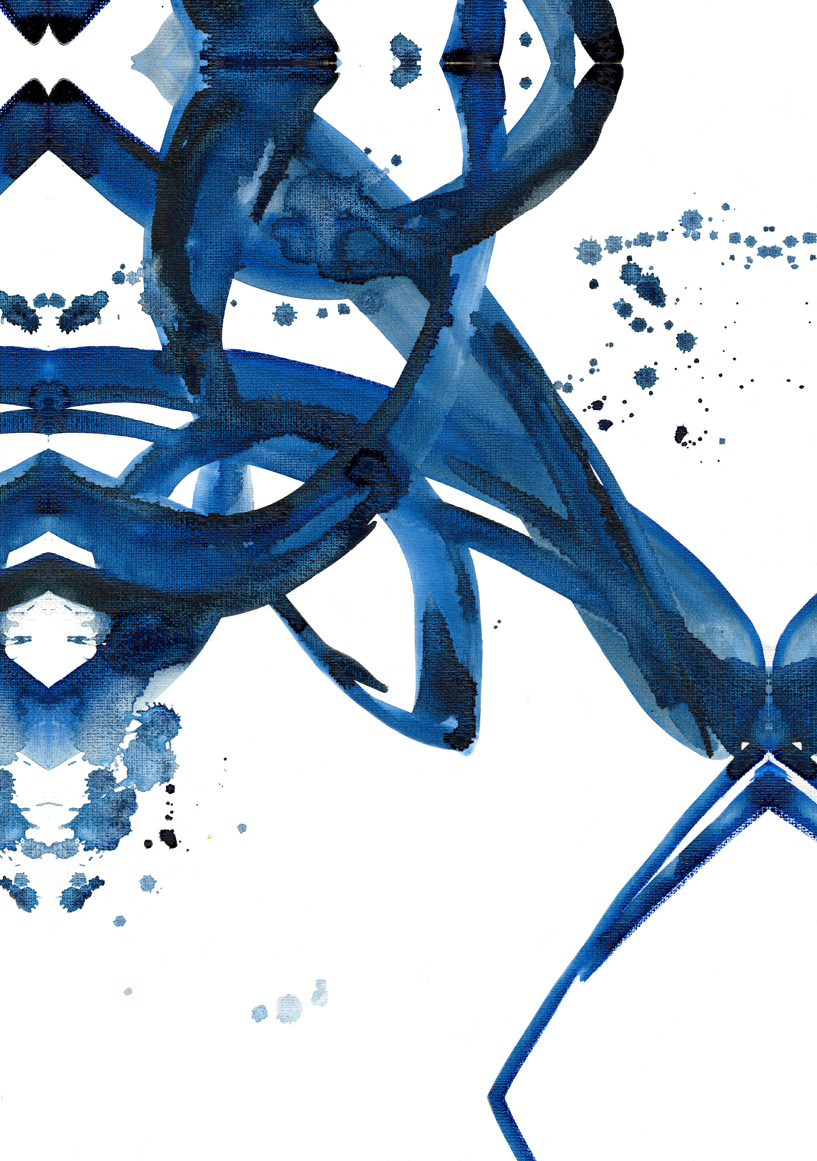 Wade Logan® Navy Blue Abstract Stroke Splatter - Wrapped Canvas ...