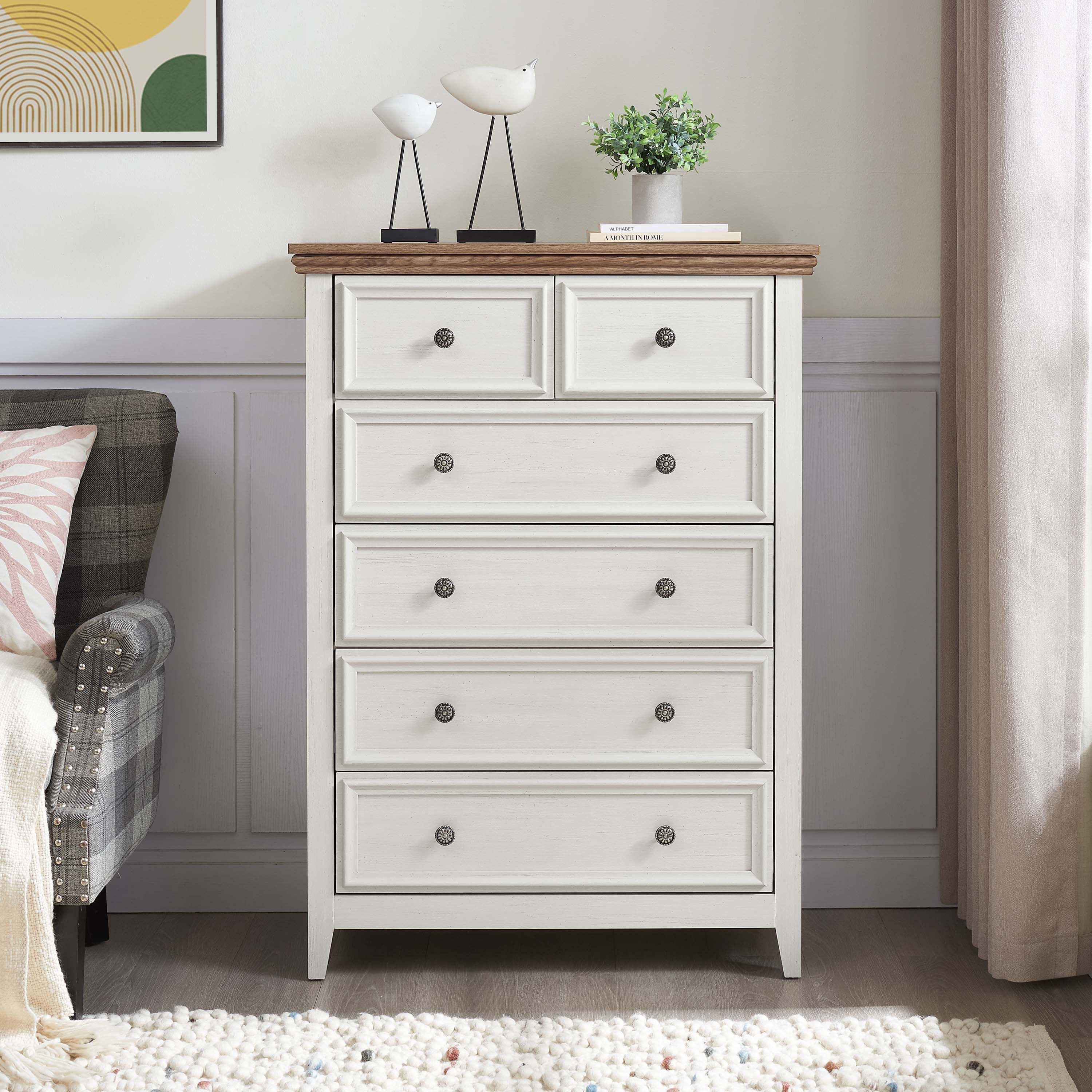 Winston Porter Modern 6 Drawers Dresser 6 Drawers Cabinet,Chest of Drawers Closet Organizers and ...