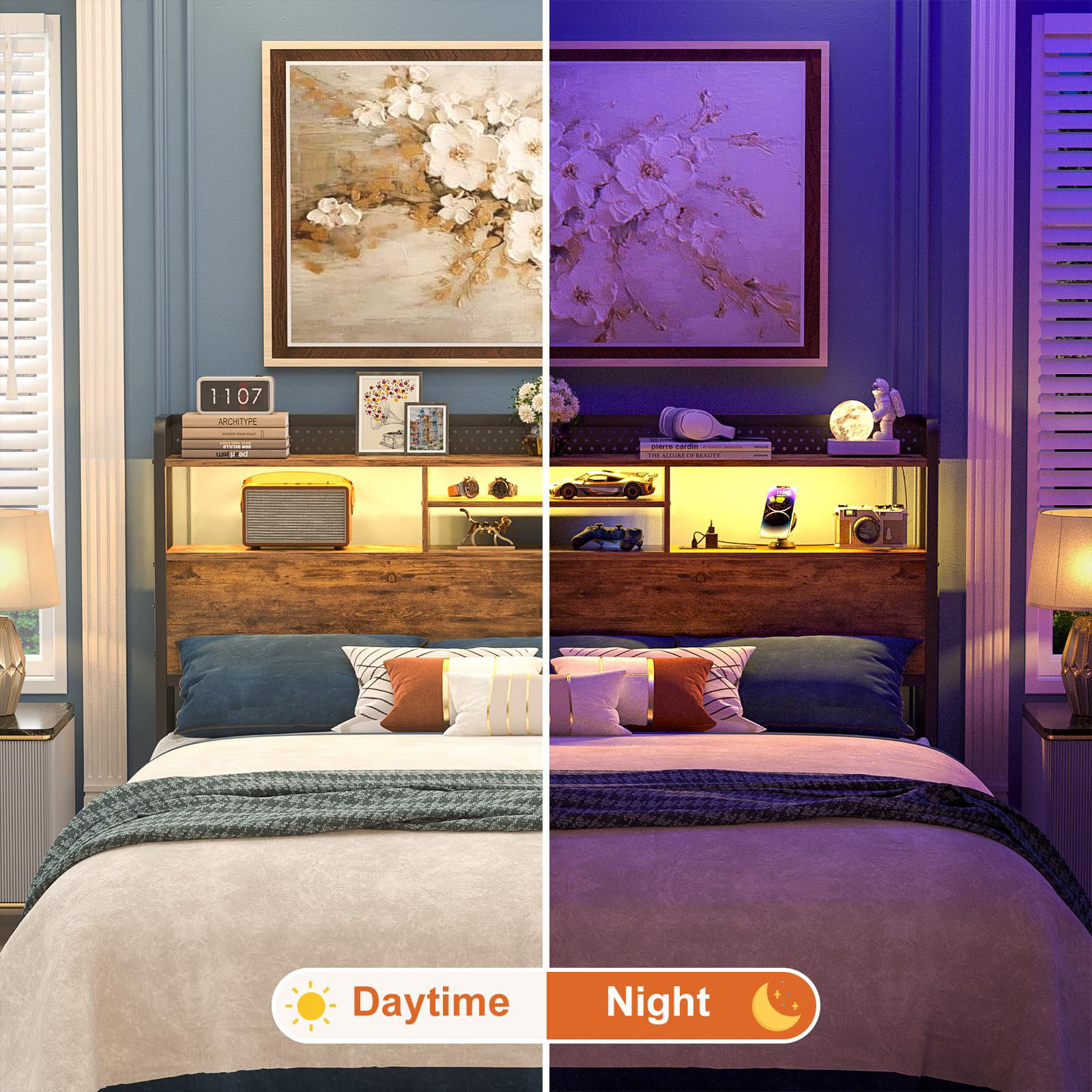 Ivy Bronx Headboard For King Size Bed With Storage Shelf, Head Board ...