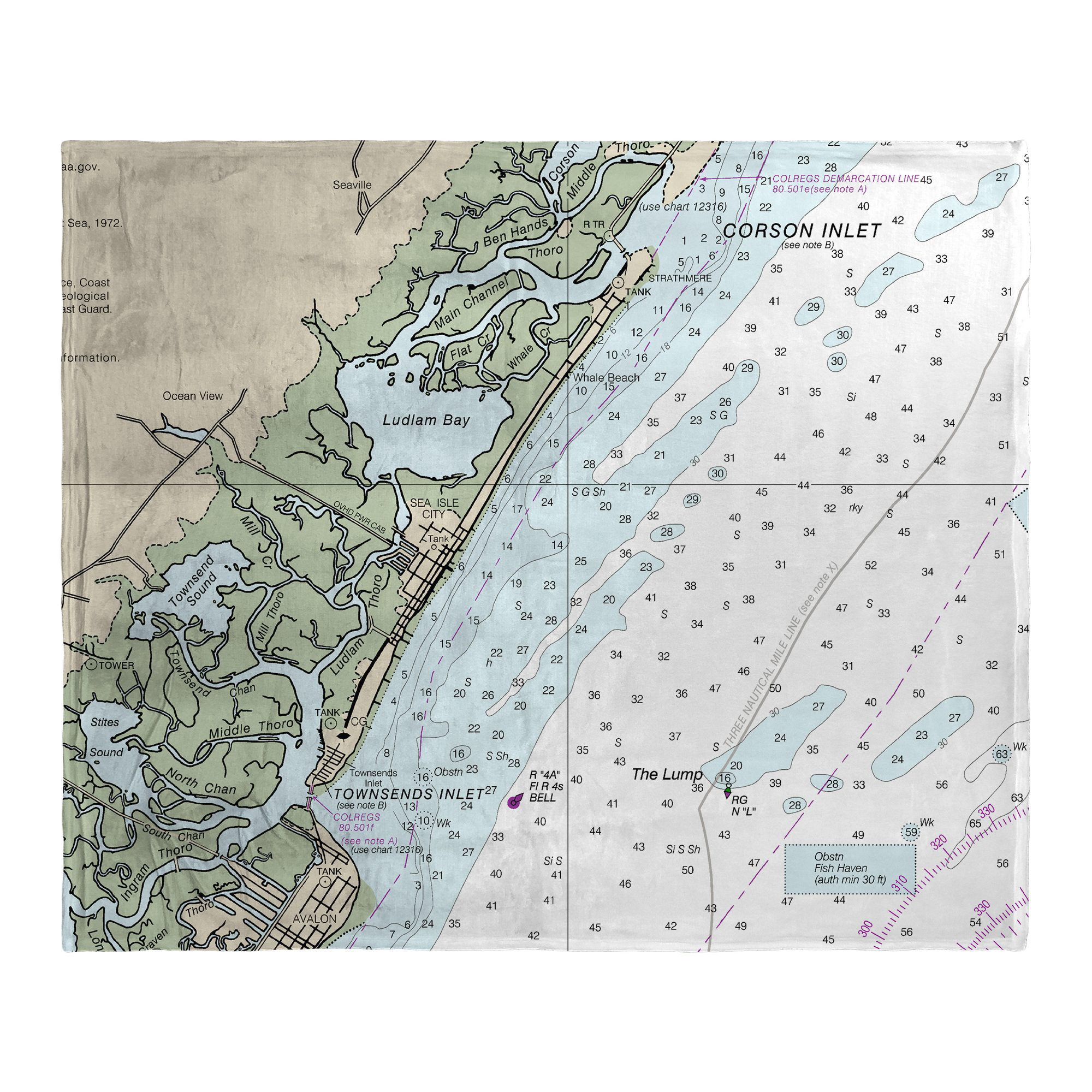 Betsy Drake Interiors Sea Isle City, Townsend Inlet, NJ Nautical Map ...