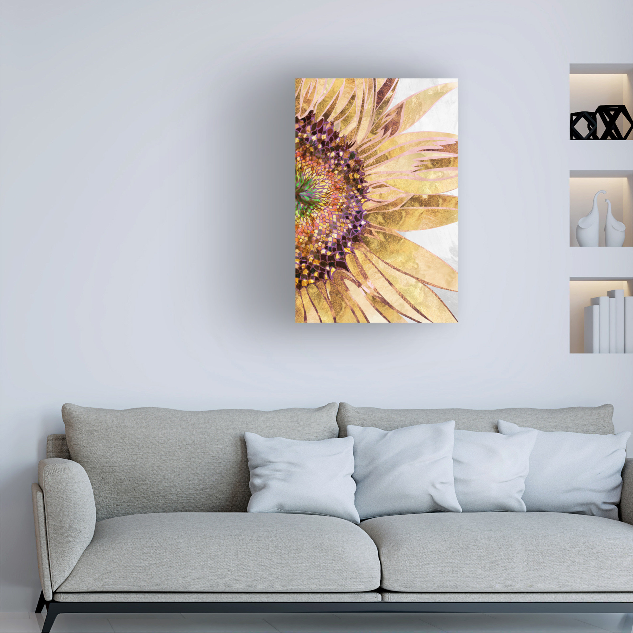 Trademark Fine Art Sarah Manovski Golden Sunflower Canvas Art - Wayfair ...