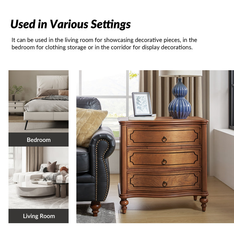 Charlton Home® Elfine 28'' W Traditional Nightstand with Charging ...